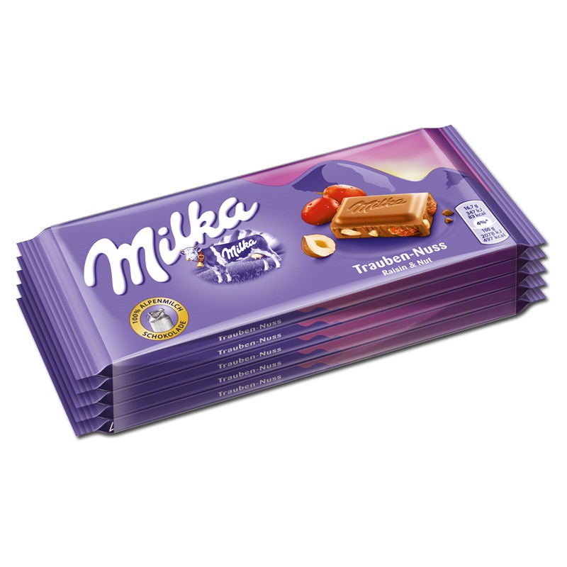 Milka Trauben-Nuss Schokolade, 5 Tafeln Schokolade Tafeln Milka ...
