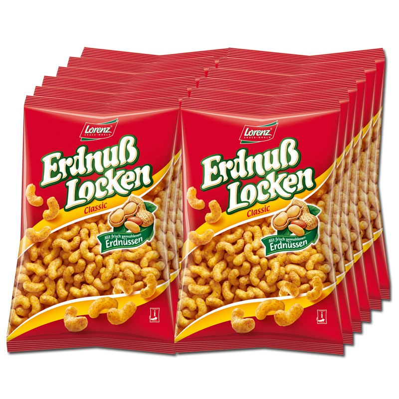 Lorenz Erdnuß Locken Classic 150g, Flips, 12 Beutel Knabberartikel ...