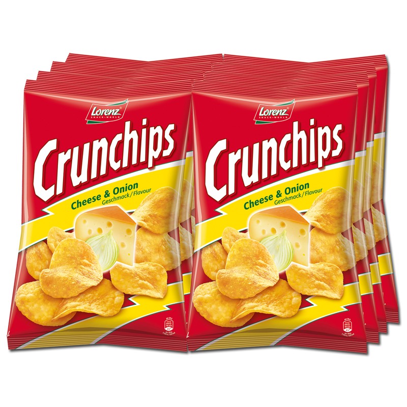 Lorenz Crunchips Cheese & Onion 175g, Chips, 8 Beutel Knabberartikel ...