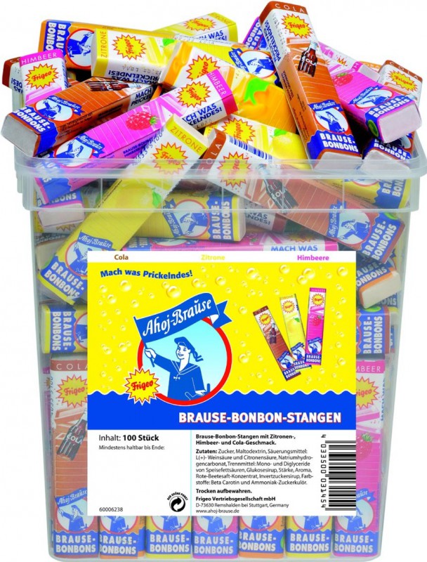 Frigeo Brause-Bonbon-Stangen, Ahoj-Brause, 100 Stück Brauseartikel