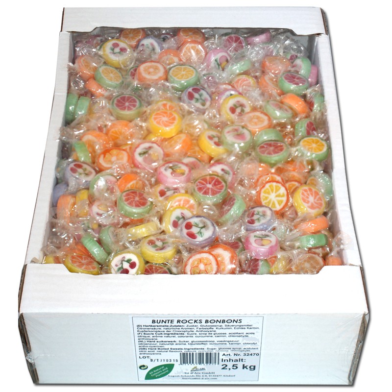 Bunte Rocks Frucht-Bonbon, Hartkaramellen 2,5Kg Bonbons Lutschbonbon ...