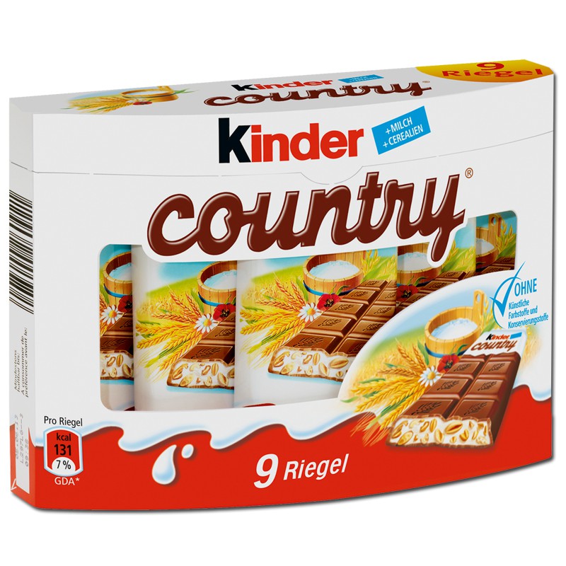 Ferrero Kinder Country 9 Riegel, Schokolade Riegel Ferrero Schokoriegel