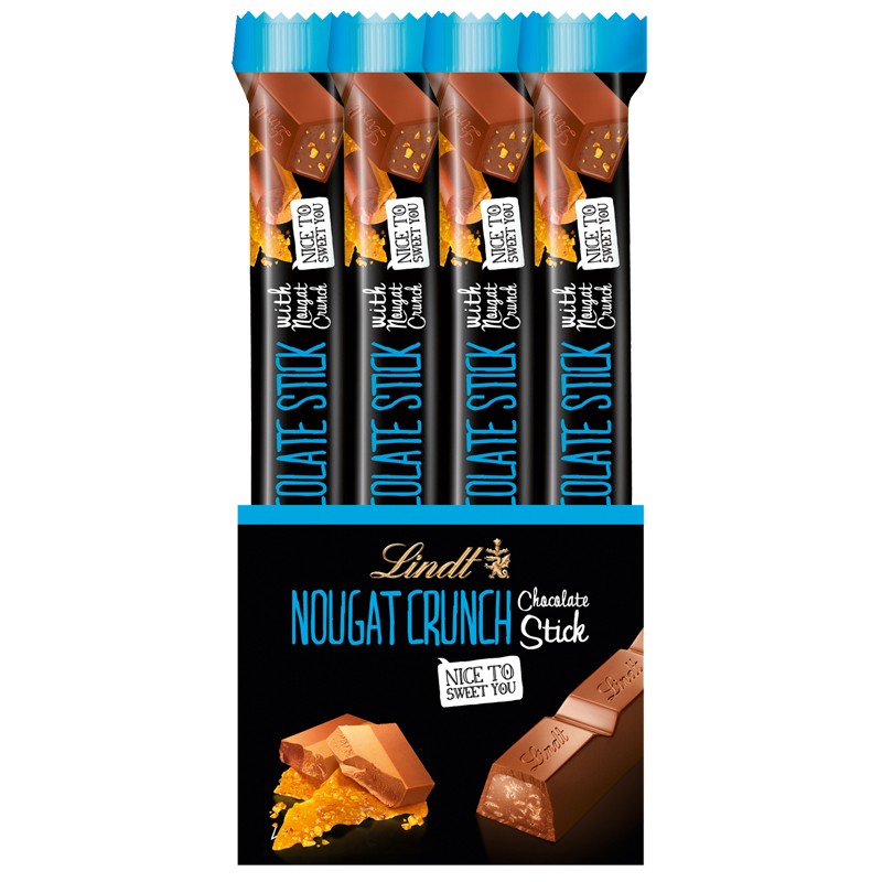 Lindt Hello Nougat Crunch Stick, Schokolade, 24 Stück Riegel Schokosticks