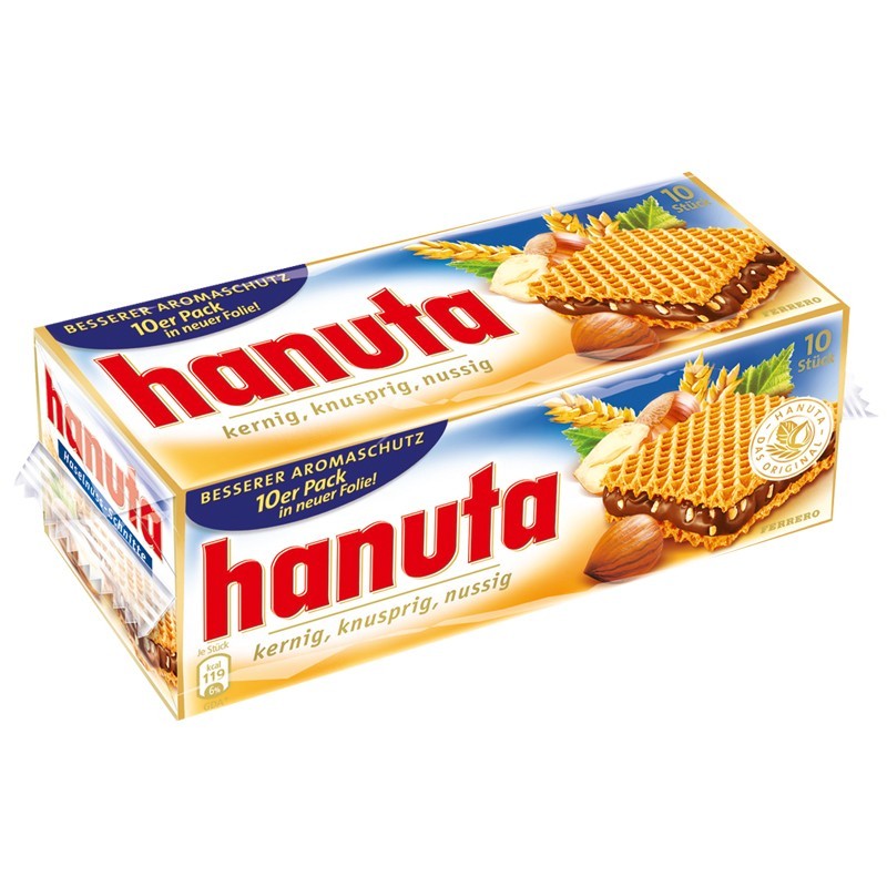 Ferrero Hanuta Einzel-Waffel-Riegel, Schokolade, 10 Stück Riegel ...