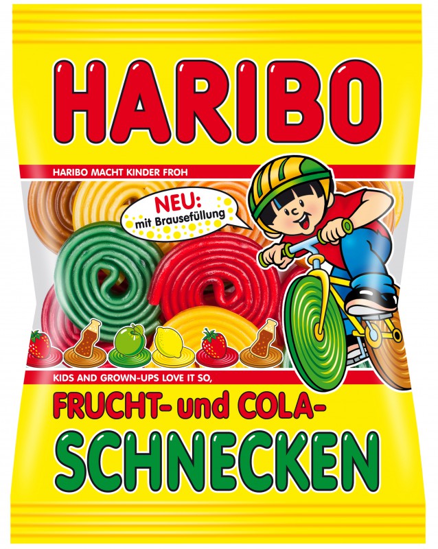 Haribo Frucht-Cola-Schnecken,Fruchtgummi, 175g, 18 Btl Fruchtgummi ...