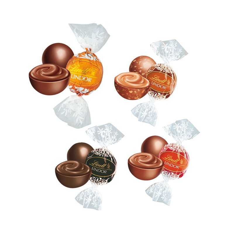 Lindt Lindor Kugel Mischung, Praline, 4 Kissenpackungen Schokolade ...