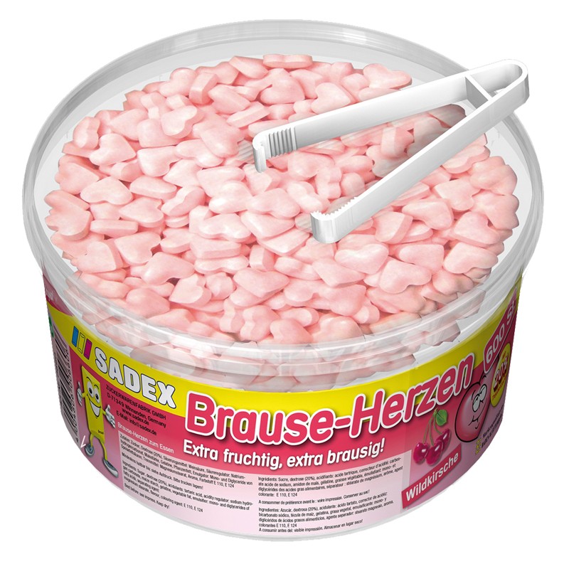 Sadex Brause-Herzen Brause-Bonbon, 600 Stück Brauseartikel