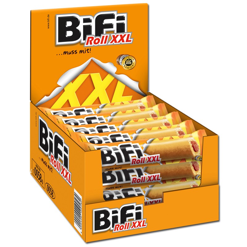 Bifi Roll XXL, Snack, Salami,Weizen-Gebäck, 24 Stück Snacks